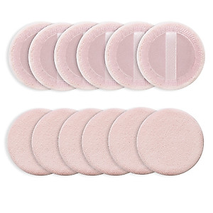 WLLHYF 12PCS Makeup Powder Puffs Pink Cotton Powder Puffs Round Powder Puff for Makeup Face Powder Velour Puffs for Loose Powder Washable(pink