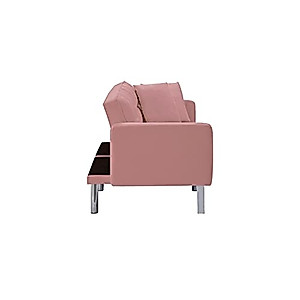 Sofas Futon Sofa Bed with 5 Golden Metal Legs, Sleeper Sofa Couch with Two Pillows, Loveseat Sofa for Living Room and Bedroom