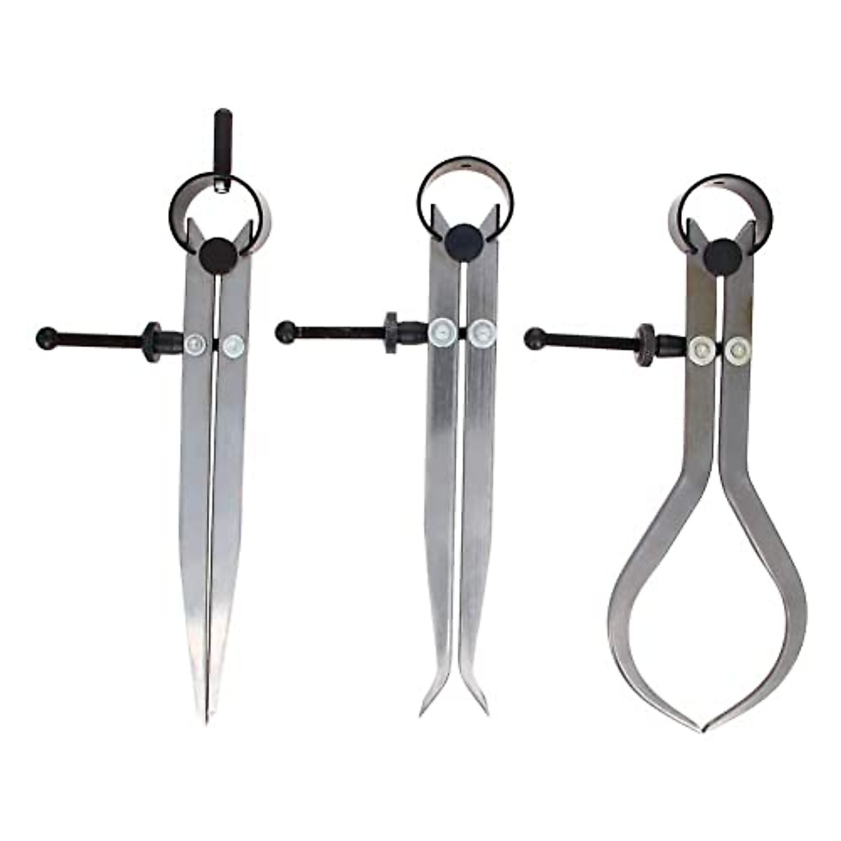 Utoolmart Spring Inside Outside Divider Caliper Set, 3 Piece 6" Quick Adjust Spring Caliper/Divider Set, Carbon Steel Measuring Tool Caliper, for Wood Turning Lathe Projects