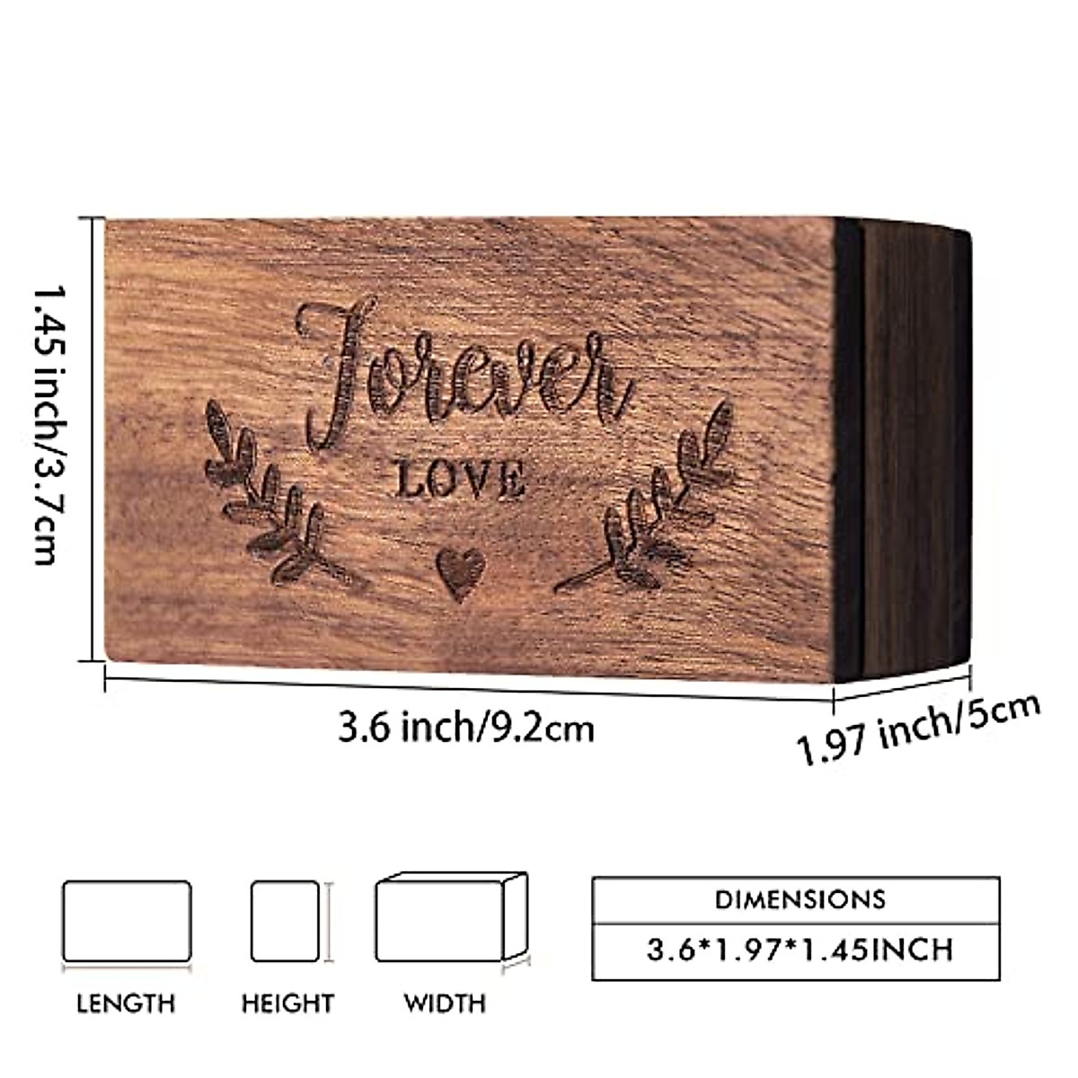 AW BRIDAL Ring Bearer Box Wedding Ring Box Walnut Wood Engagement Ring Box Jewelry Organizer Gift Box for Christmas Wedding Ceremony Proposal