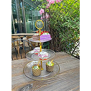 Cupcake Stand, 3-Tier Dessert Plates Mini Cakes Fruit Candy Display Tower Lollipop Stand Cookie Cupcake Tower Dessert Stand Lollipop Stand Cake Stand Tray Rack Candy Buffet Holder (Clear - 2 Pack)