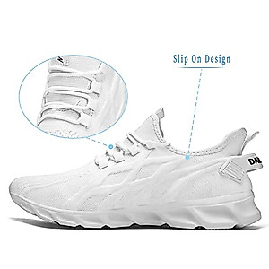 GDEKLO White Tennis Shoes Women Gym Running Casual Walking Workout Athletic Sport Slip on Shoe Lightweight Mesh Fashion Sneakers Size 8.5
