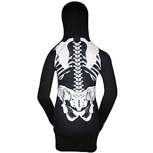 SKYLINEWEARS Women Halloween Costumes Open Face Skeleton Hoodie Long Sleeve Zip Up Hoodie Jacket Skull Open Black L