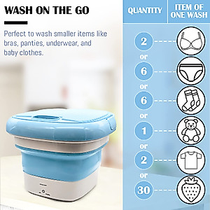 Mini Portable Washing Machine - Folding Washing Machine - Bucket Washer for Clothes Laundry- Collapsible Washing Machine - Underwear Washing Machine for Camping, RV, Travel, Small Spaces