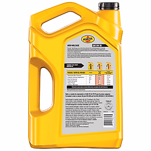 Pennzoil High Mileage 5W-30 Motor Oil, 5 Quart