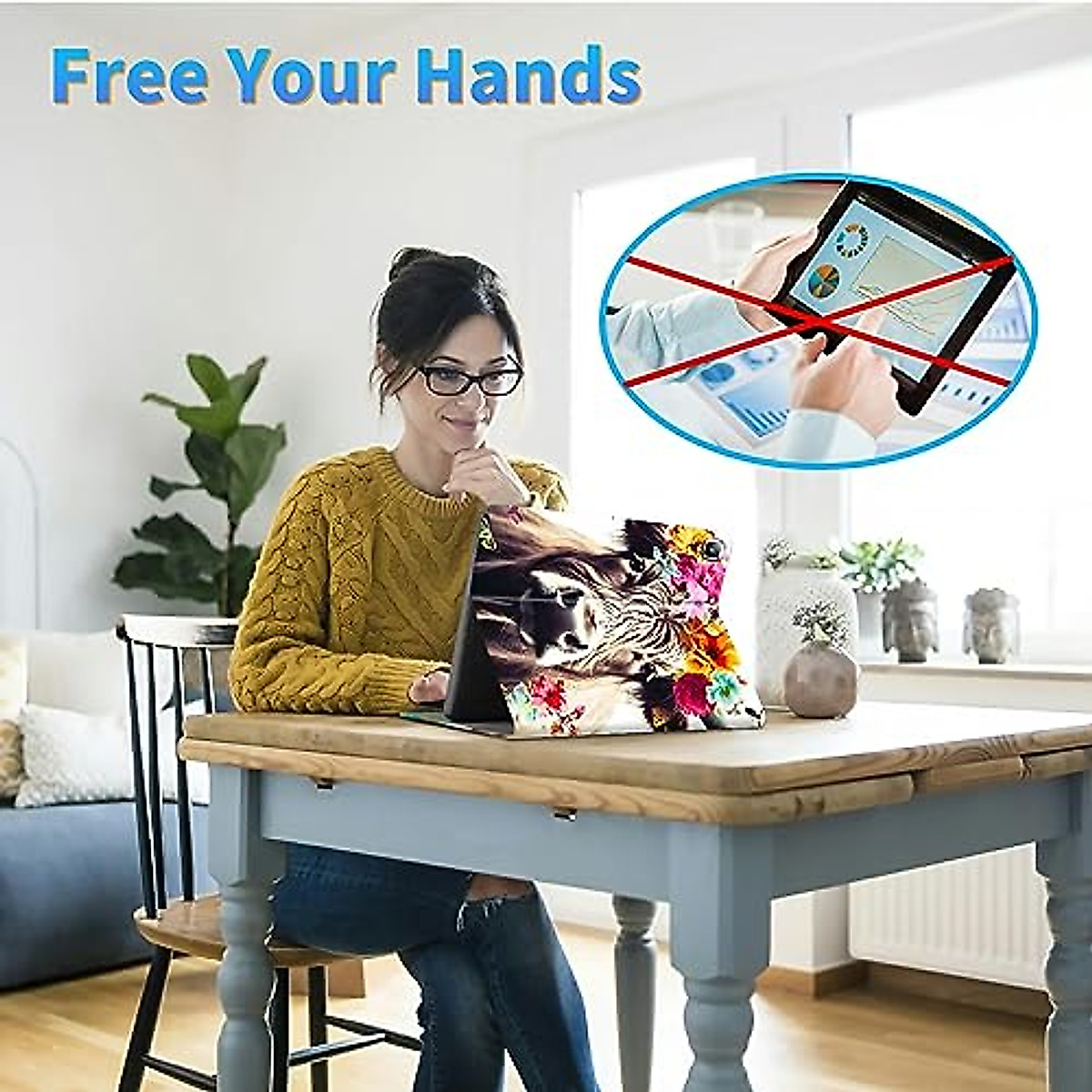 Galaxy Tab S5e 2019 Tablet Case T720 T725, Dikoer Slim Adjustable Stand Back Shell Protection Smart Tablet Cover for Samsung Galaxy Tab S5e 10.5 Inch SM-T720 (Wi-Fi) SM-T725 (LTE), Flower Cow