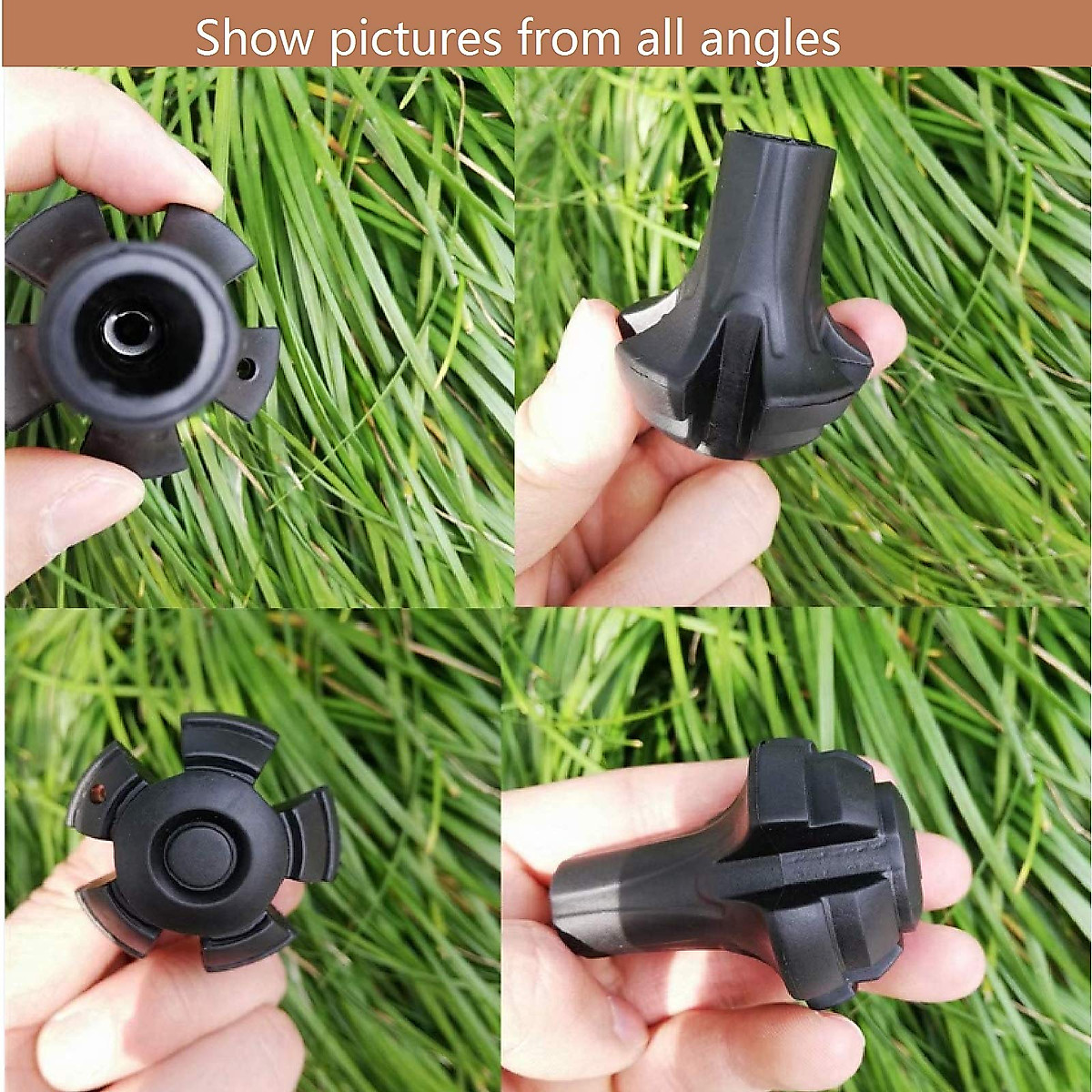 Monfasye Trekking Poles Tips, Rubber Hiking Sticks End Caps Protectors Replacement Accessorie Fit Most Hiking Trekking Walking Canes (6 Pieces)