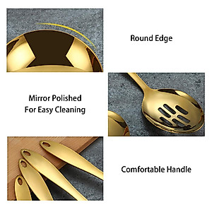 Kelendle 8 Piece Stainless Steel Kitchen Utensil Set Black Nonstick Cooking Utenisls Titanium Plated Kitchen Tools Gadgets Slotted Spatula Spoon Turner Ladle Dishwasher Safe