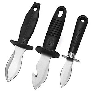 Hemoton 3 Pcs oyster Seafood Knives Clam Shucking Tools Oyster Shucker seafood shucking tool mussels oyster opening tool home tools household Stainless steel kitchen supplies