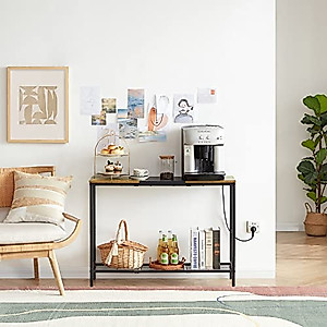 Lifewit 39.4" Console Entryway Table, 2-Tier Industrial Sofa Table with Storage Shelves for Hallway, Living Room,Bedroom, Metal Frame, Rustic Brown & Black, Easy Assembly