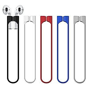 MOLOVA Anti-Lost Straps for AirPods,Colorful Soft Silicone Sports Lanyard, Neck Rope Cord (Black/White/Grey/Blue/Red)