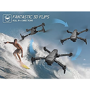 NEHEME NH760 Drones with 1080P HD Camera for Adults, WIFI FPV Live Video, RC Quadcopter Foldable Drones for Kids Beginners, Headless Mode, One Key Start Toys Gifts with 2 Batteries, Upgraded Version