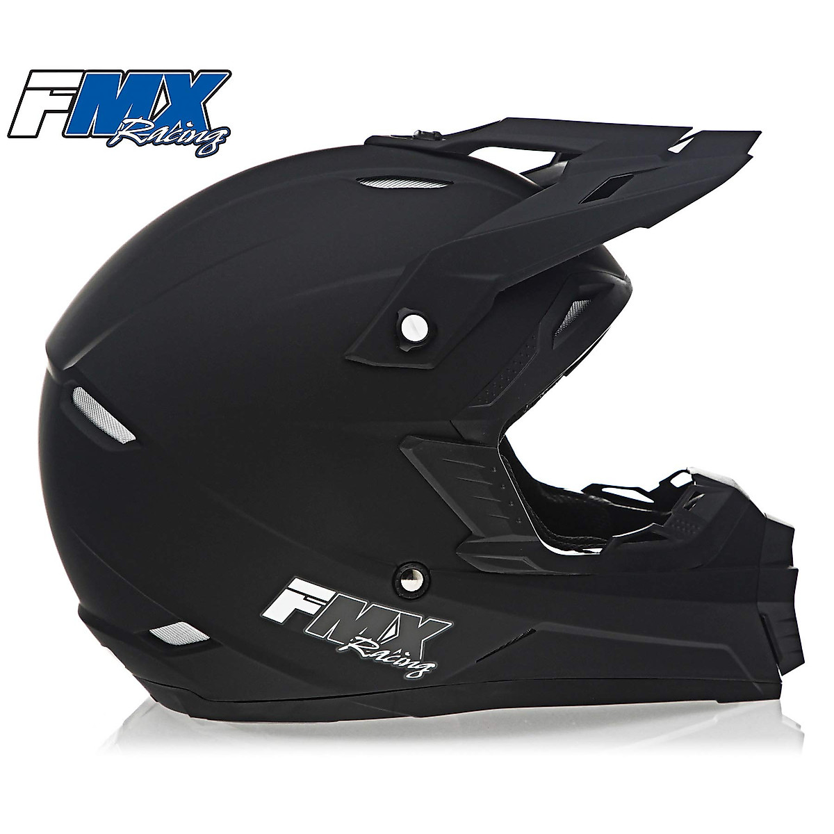 Factory Racing FMX Adult Motocross Dirt Bike Off-Road ATV Motorcycle DOT Approved Matte Black Helmet size 2X-Large