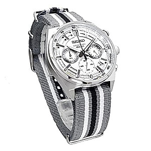 SEIKO Sport Watch SSB401P1, White, Nylon Strap