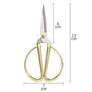 Aemoe 5 Inch All Stainless Steel Sewing Scissors, Sharp Tailor Scissors for Embroidery, Sewing, Craft, DIY Art Work & Daily Use for Home Office School Gold