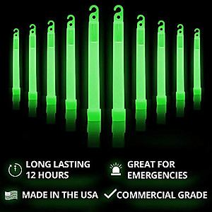 Cyalume Glow Sticks Military Grade Lightstick - Premium Green 6” SnapLight Emergency Chemical Light Stick with 12 Hour Duration (Bulk Pack of 20 Chem Lights)