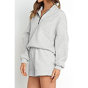 AUTOMET Women's Fashion Oversized 2 Piece Lounge Sets Fall Fashion Outfits 2023 Long Sleeve Cozy Casual Pajamas shorts Sweatsuit Sets