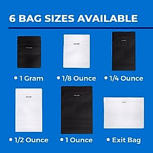 Loud Lock Mylar Bags Child Resistant Grip N Pull 1/4 Ounce All White - 100 Count 6.7" x 4" 6mill Thickness - Mylar Bags For Food Storage - Resealable Bags - Smell Proof Bags