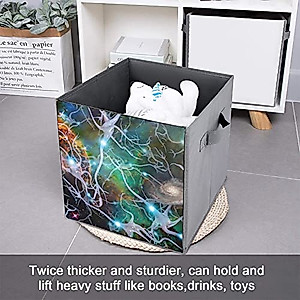Medical Nerve Decorative PU Leather Collapsible Storage Bins Canvas Cube Organizer Basket with Handles