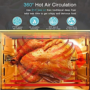 10-in-1 Convection Oven, CUSIMAX 24 Quart Large Air Fryer Toaster Oven, Countertop Oven with Rotisserie and Dehydrator, 6 Accessories & Recipes, Digital Controls, 1700W