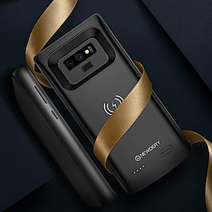 NEWDERY Upgraded Galaxy Note 9 Battery Case Qi Wireless Charging Compatible, 10000mAh Rechargeable Extended Charger Case (Raised Bezel - Air Cushion Technology) Compatible Samsung Note 9 (Black)