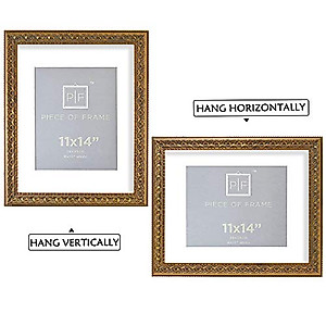 Golden State Art, 11x14 Ornate Finish Photo Frame with White Mat for 8x10 Picture & Real Glass, Color: Bronze