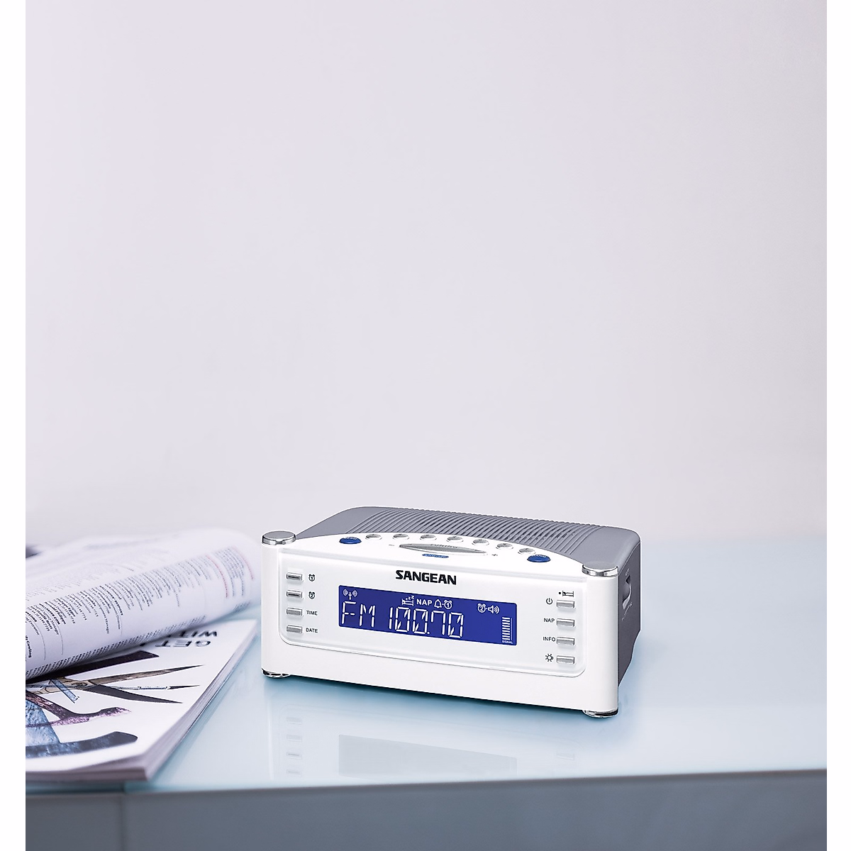 Sangean All in One Weather Atomic AM/FM Dual Alarm Clock Radio with Large Easy to Read Backlit LCD Display