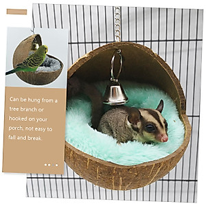 balacoo 3pcs cuttlebone Hanging Hideaway Swing Bird Playground Parrots hut habitats Parakeet Hamster Winter pet Wooden Bird House Lifelike Bird Bed Coconut Shell Bed House The Bird's nest