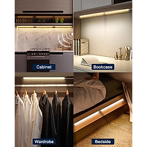 MATICOD Under Cabinet Lights, 3 Colors Motion Sensor Light Indoor Under Cabinet Lighting with Warm White Cold White Daylight, Under Counter Lights for Kitchen LED Closet Lights