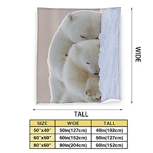 Cute Polar Bear Throw Blanket Super Soft Warm Fluffy Fleece Flannel Lovely Wild Animal Blanket Cozy Fuzzy Plush Bedding ​Blanket Gift Kids Boys Girls Teens Adults Couch Sofa 40''x50''
