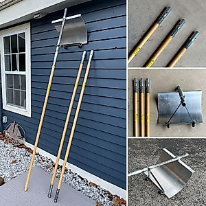 The Rolls Roof Rake Snow Removal 17'FT Wooden Non-Slip Adjustable Handles Proudly Made in USA, A-1b