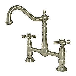 Kingston Brass KS1178AX Heritage 8-Inch Kitchen Faucet Without Sprayer, Brushed Nickel, 13 x 8 x 2.13