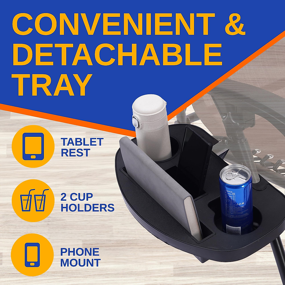 SereneLife SLZGHBRW22.5 Outdoor Adjustable Zero Gravity Lounge Chair Recliners with Plastic Cup Holder Side Table and Padded Headrest Pillows, 2 Pack, (Brown), Chocolate