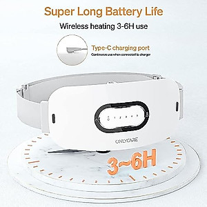 ONLYCARE Cramps Relief Heating Pad Period Heating Pad for Cramps, Menstrual Heating Pad Cordless Heating Pad Belt,Rechargeable Battery Operated Heating Pad5 Heat Levels Portable Heating Pads for Women