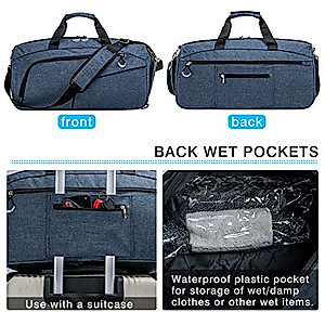 Kuston Sports Gym Bag with Shoes Compartment &Wet Pocket Gym Duffel Bag Overnight Bag for Men and Women
