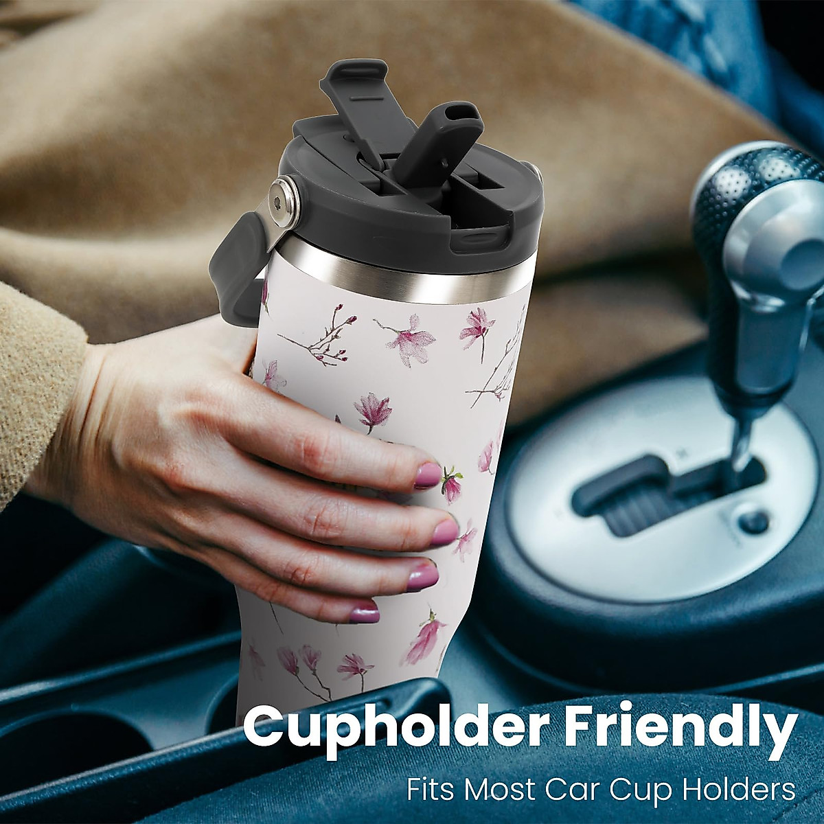 Riley Joy 40 oz Personal Style Stainless Steel Tumbler with Leak-Proof Lid and Straw, Double-Wall Vacuum Insulated Travel Mug for Coffee, Iced Tea, or Water - Ideal for Commutes and Outdoor