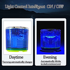 LEDHOLYT Solar Strobe Warning Light, Strong Magnetic Base Solar Emergency Strobe Warning Light, Automatic Turn on Safety Road Construction Traffic Strobe Light (Blue)