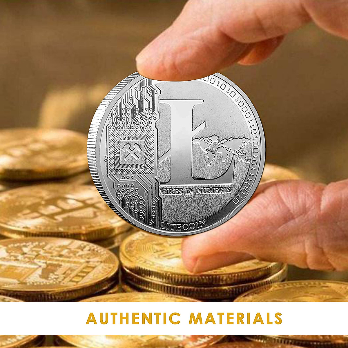 Neatbuddy 5PC Bitcoin Coin Collector Physical Cryptocurrency Gift Set, Bitcoin (BTC), Ethereum (ETH), Litecoin(LTC), Ripple (XRP),Eos (EOS),Gold and Silver Color