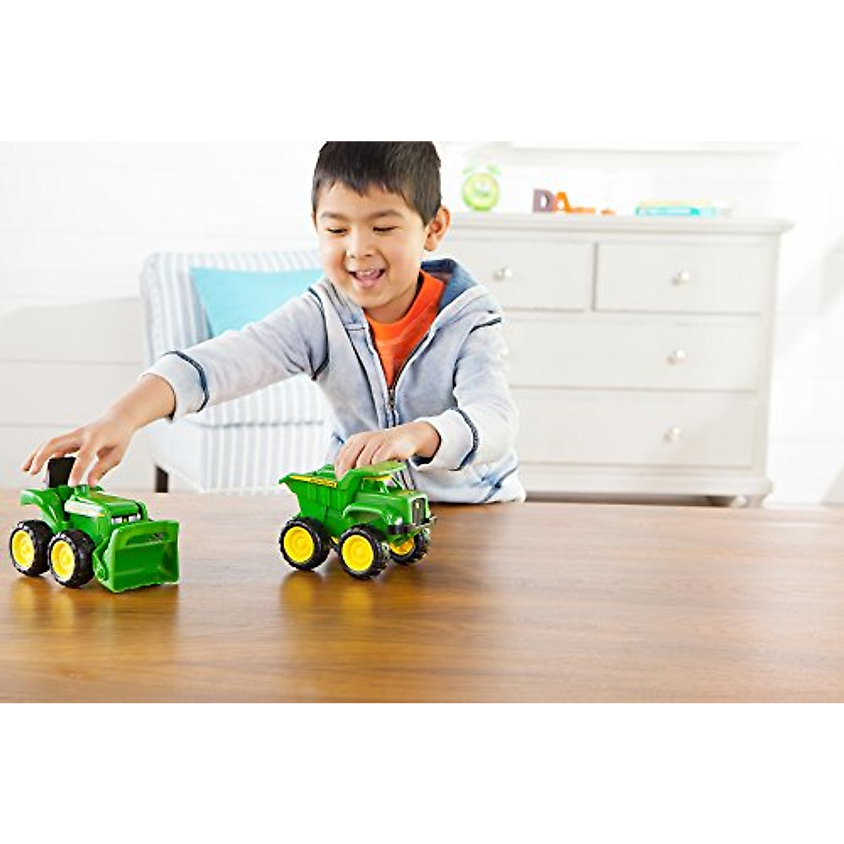 John Deere Vehicle Set - Includes Dump Truck Toy and Tractor Toy with Loader - Kids Outdoor Toys - Kids Construction Toys and Sandbox Toys - 6 Inches - 2 Count - Ages 18 Months and Up