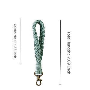 Poagoep Macrame Boho Keychain Bracelet Handmade Wristlet Keychain Keyring Holder Wrist Lanyard for Women（1）