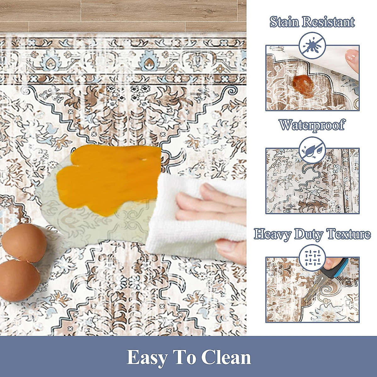 HEBE Anti Fatigue Kitchen Mat Set of 2 Non Slip Waterproof Kitchen Mats for Floor Cushioned Kitchen Rugs and Mats Comfortable Standing Desk Mat Runner for Kitchen,Home Office,Sink,Laundry