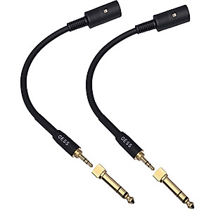 CNCESS CESS-256 5-Pin MIDI to 3.5mm TRS Stereo Adapter Cable with 6.35mm (1/4”) TRS Adapter - 6 Inches, Audio Conversion, Versatile Compatibility, 2 Sets