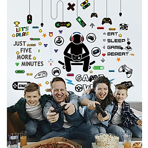 Gamer Wall Stickers Decals,Game Room Decors for Boys, Video Game Room Wall Stickers for Gamer Bedroom Playroom Décor (1 Player)