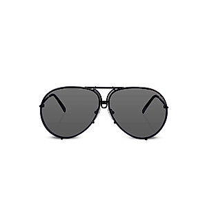 Porsche Design P8478 Iconic Sunglasses (69mm, D - Matt Black / Lens - Grey Blue / Extra Lens - Mercury, Silver Mirrored)