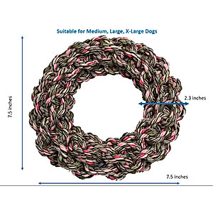 Monmoto Colorful Christmas Rope Toy for Dogs, Cotton Rope Toy, Tug Toy, Dental Chew Rope, Interactive Toy, Multi Braided Ring Rope Toy for Medium, Large, X-Large Dogs (Ring Toy)
