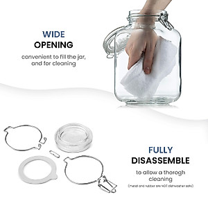 Bormioli Rocco Glass Fido Jars - 101½ Ounce (3 Liter) with hermetically Sealed hinged Airtight lid for Fermenting, Preserving, Bulk - dry Food Storage, With Paksh Novelty Chalkboard Label Set (2 Pack)