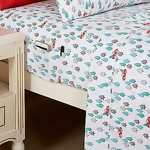 Elegant Comfort Luxury Soft Bed Sheets Holiday Pattern 1500 Premium Hotel Quality Microfiber - Softness Wrinkle and Fade Resistant (4-Piece) Bedding Set, Twin XL, Pickup Tree