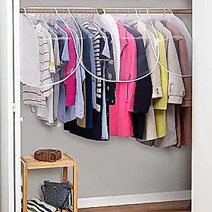 SLEEPING LAMB Hanging Closet Cover for Storage Dustproof Shoulder Cover Garment Protector for Clothes, Coats, Suits, Dresses, 2 Pack, White