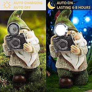 EPTUEGA Garden Gnome-Solar Statue Outdoor-Gnomes Decorations for Yard - Photography Pose Gnome for Yard Patio Lawn Garden Gifts
