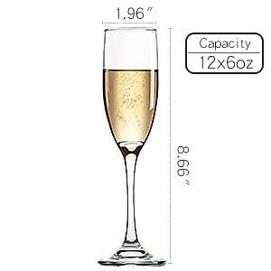 UMEIED Champagne Flutes Set of 12, 6 Oz Premium Champagne Glasses for Parties, Weddings, Classic Sparkling Wine Glass, Crystal Clear